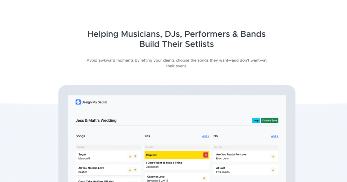 Online Setlist Builder - Design My Setlist